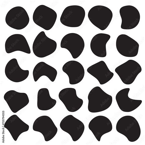 Set Of Amoeba Blob Shape Vector Illustration Basic Stains Isolated Elements On White Background