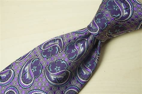 Ermenegildo Zegna Current Violet Ivory Paisley Geometric Silk