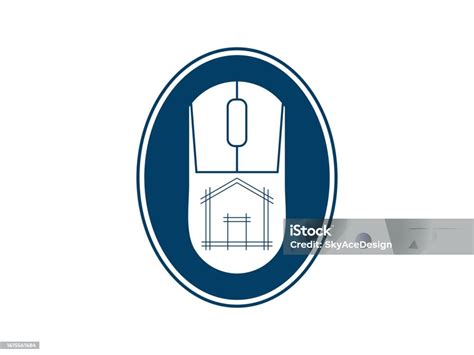 Ellipse Shape With Mouse And Home Sketch Stock Illustration Download
