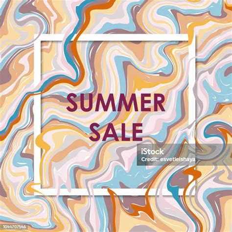 3 차원 벡터 사각형 프레임입니다 종이 절단 소셜 미디어 모바일 애플 리 케이 션에 대 한 프로 모션 웹 배너 여름 판매입니다 추상적인 기름 파도 그린 대리석 배경 흐림 0