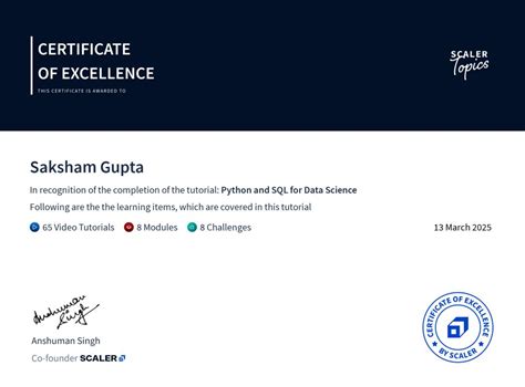 i have completed python and sql for data science on scaler topics