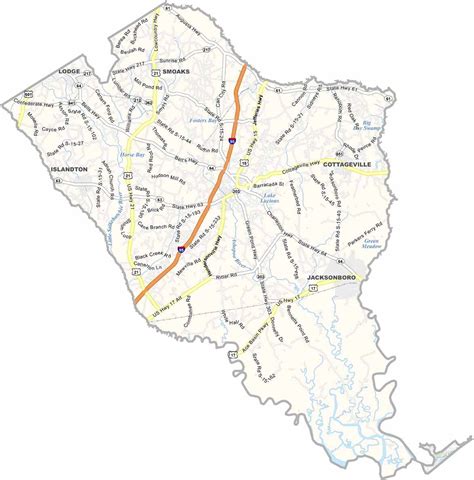 Colleton County Map South Carolina Us County Maps