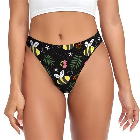 Honeii Bees G String Thongs For Women Polyester Panties Stretch T Back