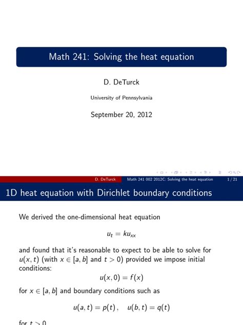 Solving The Heat Equation Pdf Sine Boundary Value Problem