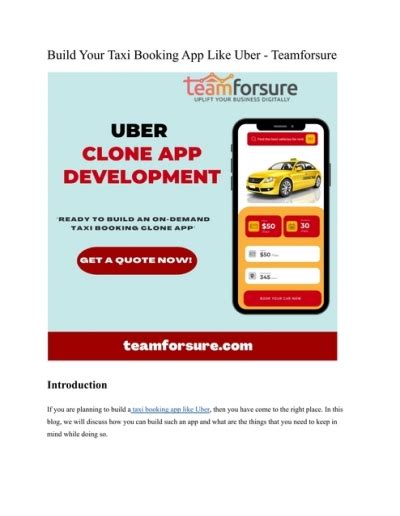 Build Your Taxi Booking App Like Uber Teamforsure