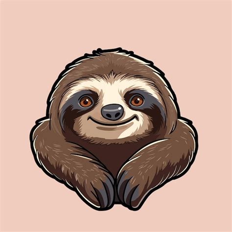 Premium Vector Sloth Head Face Portrait Beige Fur Cartoon Style Vector