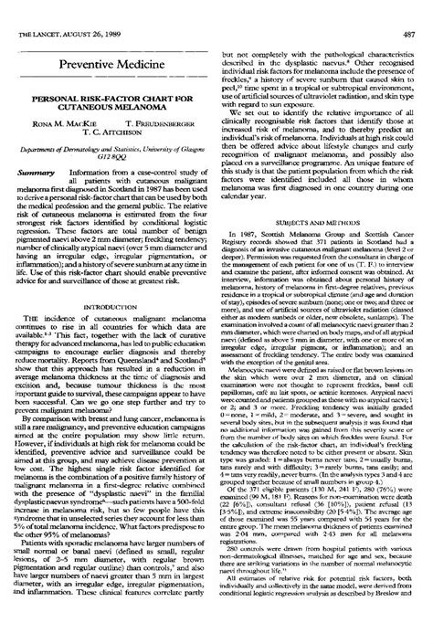 Pdf Personal Risk Factor Chart For Cutaneous Melanoma Dokumentips