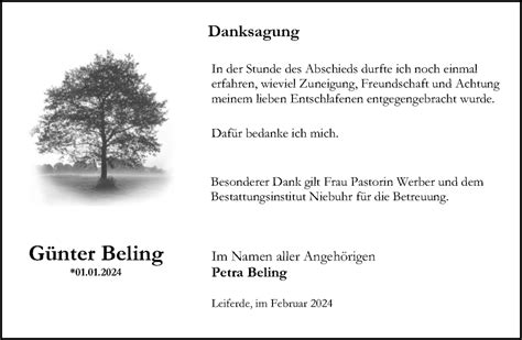 Traueranzeigen Von Günter Beling Trauer Anzeigen De