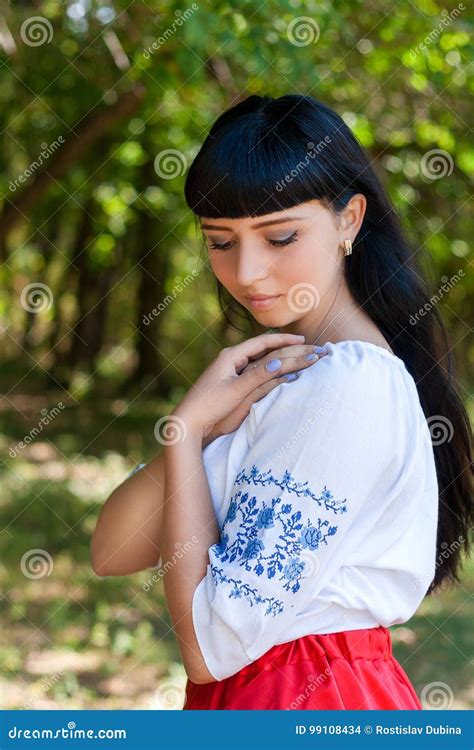 Beautiful Young Ukrainian Girl In National Costume Girl With Beautiful