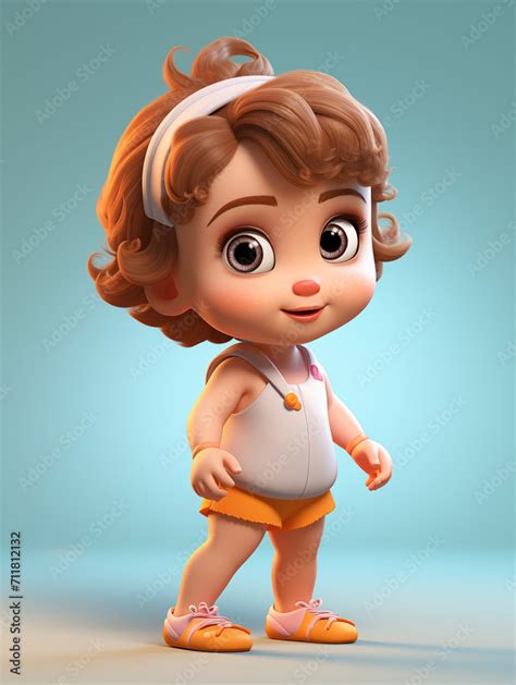 Dibujo Infantil En 3d De Una Niña Stock Illustration Adobe Stock