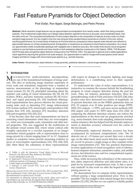 Fast Feature Pyramids For Object Detection Pdf