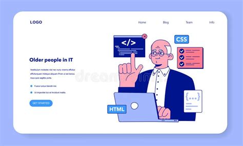 Senior Developer Web Banner Or Landing Page Oldman Programming Stock