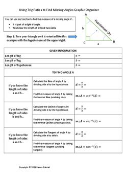Using Trig Ratios To Find Missing Angles Graphic Organizer TPT
