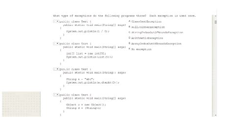 solved what type of exceptions do the following programs