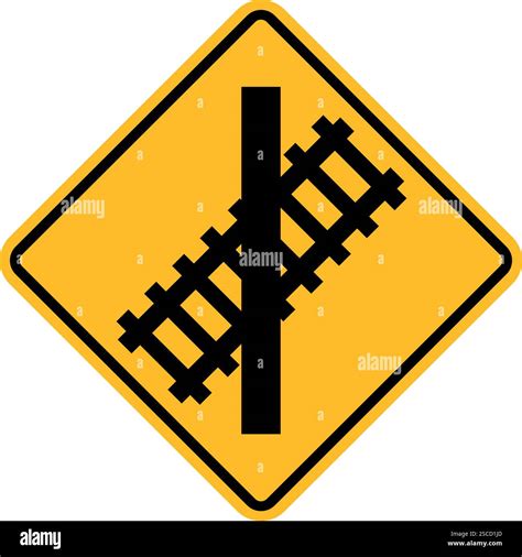 Railway Ahead Sign Road Intersects With Rail Track Traffic Signs And