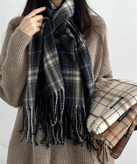 4컬러 커플 클래식 타탄체크 머플러 여성 간절기 겨울 목도리 올드머니룩 스카프 숄 No1697 에이블리