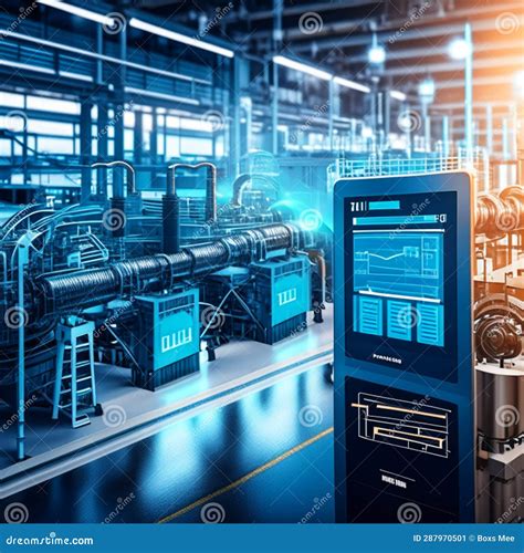 Industrial Factory Interior With Equipment And Control Panel 3d Rendering Generative Ai Stock