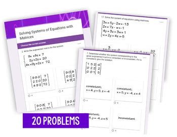 Solving Systems Of Equations With Matrices By Joan Kessler TPT