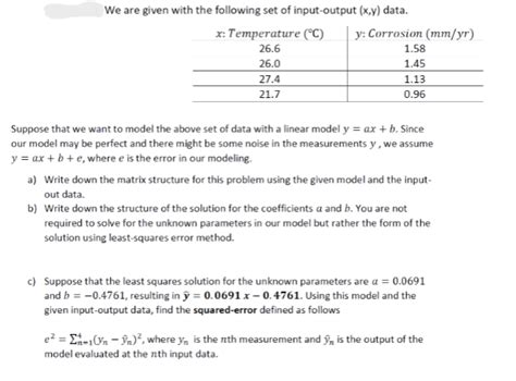 Solved We Are Given With The Following Set Of Input Output Chegg Com