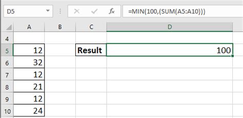How To Limit Formula Result To Maximum Or Minimum Value In Excel