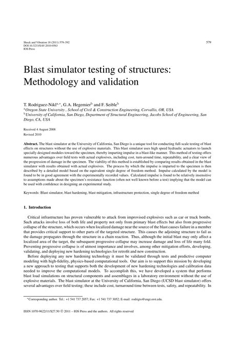 Pdf Blast Simulator Testing Of Structures Methodology And Validation