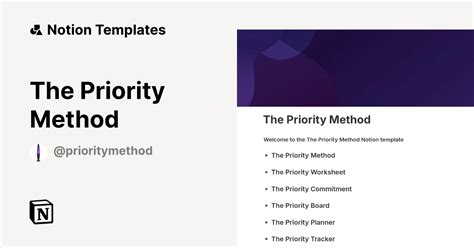 The Priority Method Template Notion Marketplace