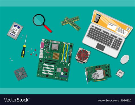 Assembling Pc Personal Computer Hardware Vector Image