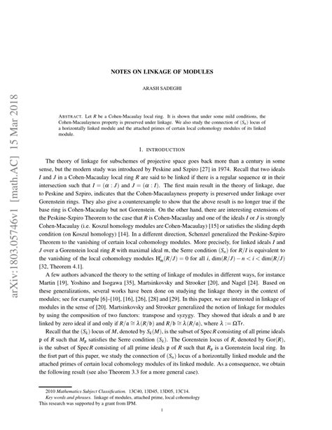 PDF Notes On Linkage Of Modules