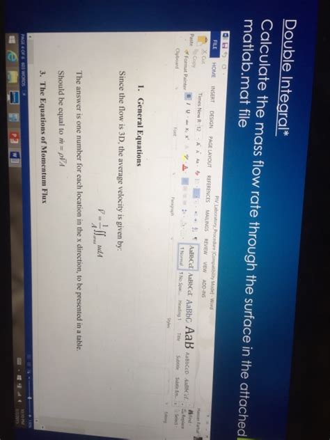 Solved Double Integral Calculate The Mass Flow Rate Through