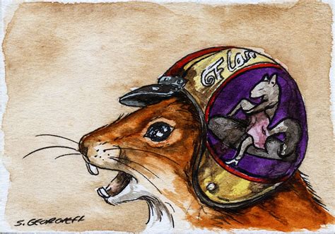 Chopper A Red Tail Squirrel Signed Watercolor Print