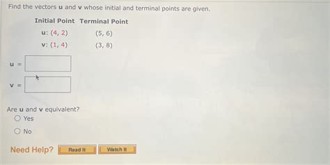 Find The Vectors U ﻿and V ﻿whose Initial And Terminal