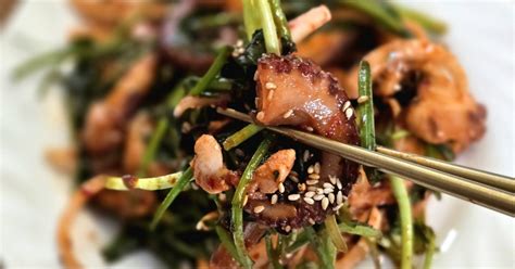 자숙문어 요리 문어무침 레시피 미나리고추장무침