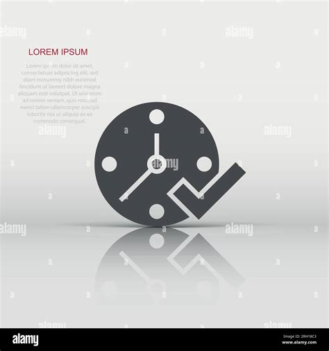 Clock Check Mark Icon In Flat Style Timer Approval Vector Illustration