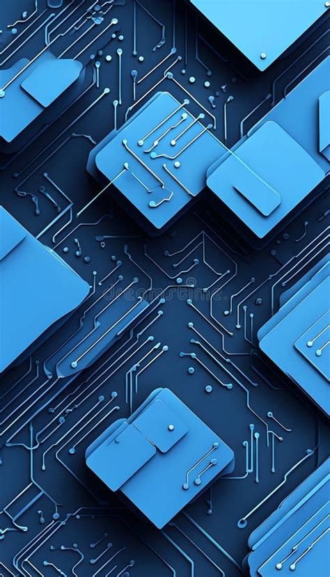 Interlocking Geometric Shapes That Morph Into Circuits Stock