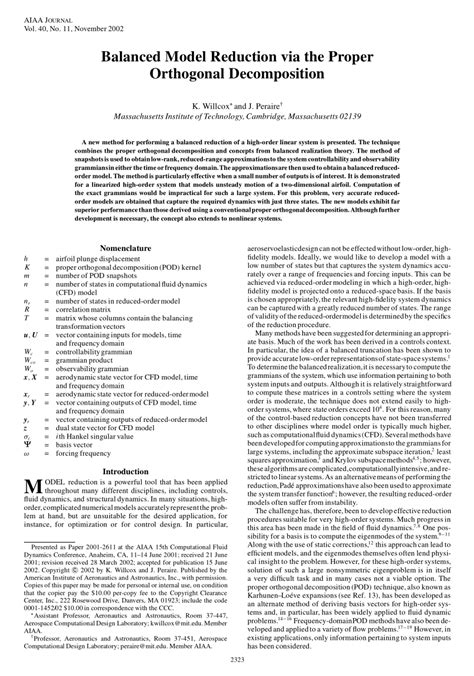 Pdf Balanced Model Reduction Via The Proper Orthogonal Decomposition