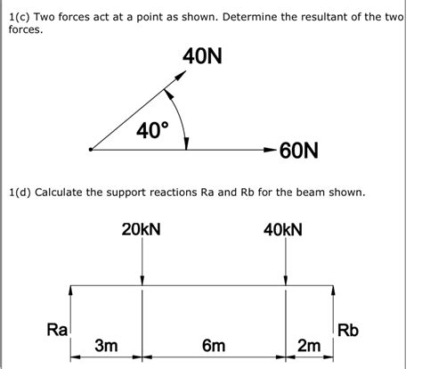 Solved 1 C ﻿two Forces Act At A Point As Shown Determine