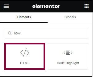HTML Widget Elementor