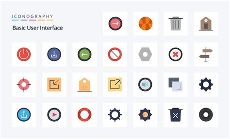 Premium Vector 25 Basic Flat Color Icon Pack