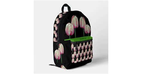 Pink Tulip Flowers Personalized Printed Backpack Zazzle
