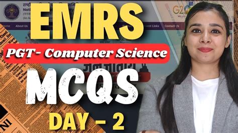 Emrs Recruitment 2023 Pgt Computer Science 🔴 Mcqs Set 2 Emrs Computerscience Youtube