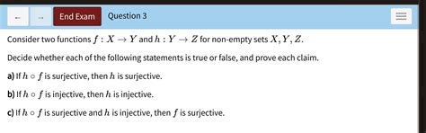 solved consider two functions f x→y and h y→z for non empty