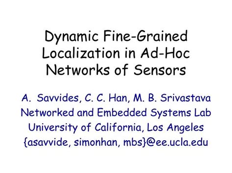 Ppt Dynamic Fine Grained Localization In Ad Hoc Networks Of Sensors Powerpoint Presentation