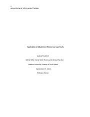 Application Of Attachment Theory To A Case Study Docx APPLICATION OF ATTACHMENT THEORY