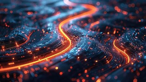 Abstract Circuitry Design With Glowing Red Lines Premium Ai Generated Image
