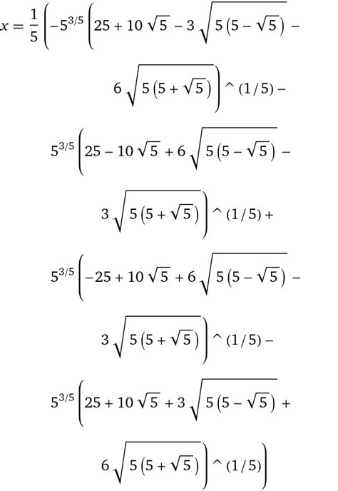 Algebra Precalculus Precise Examples For The Solvable Quintic With