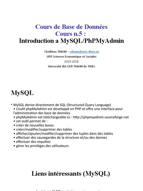 Cours 5 Mysql Pdf