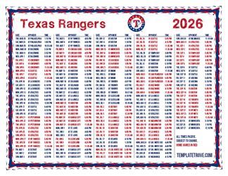 Printable 2026 Texas Rangers Schedule