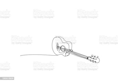 화이트 배경에 어쿠스틱 기타 연속 라인 드로잉 벡터 디자인 기타 현악기에 대한 스톡 벡터 아트 및 기타 이미지 기타 현악기