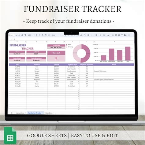 Donor Tracker Sheet Etsy Uk