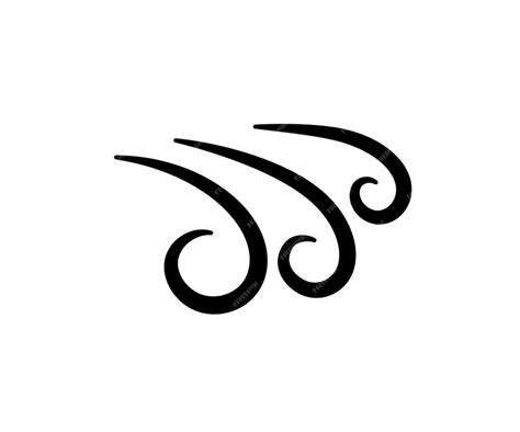 손으로 그린 바람 공기 흐름 아이콘 무료 호흡 기호 신선한 공기 흐름 기호 낙서 바람 불어 아이콘 날씨 기호 기후 디자인 요소 벡터 일러스트 레이 션 배경에 고립 프리미엄 벡터